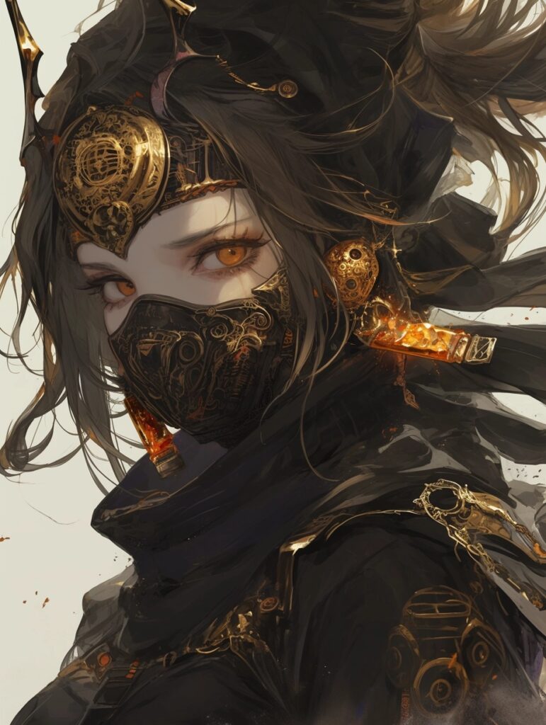 【琥珀色のアクセントを取り入れたGothic Ninjaキャラクターデザイン】 - Gothic Ninja Fashion Site